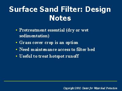Surface Sand Filter: Design Notes
